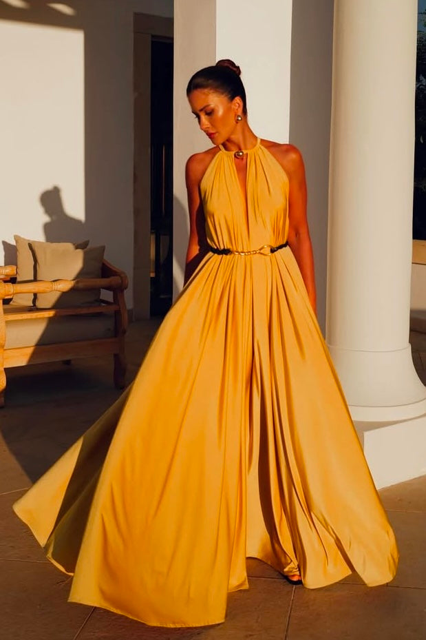 LONG NECKHOLDER DRESS “KALLISTA” – Lemoni