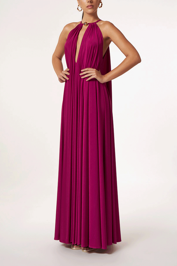 LONG NECKHOLDER DRESS “KALLISTA” – Lemoni